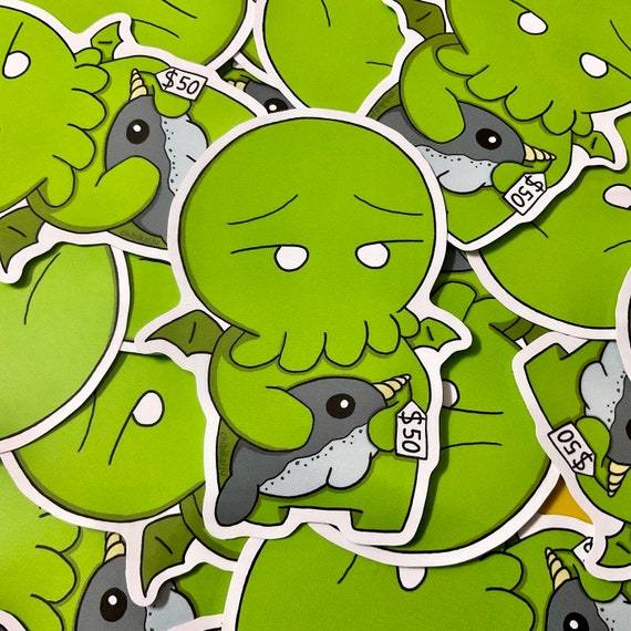 Cute Chibi Angler Fish Floaties Sea Animal Gloss Vinyl Notebook Laptop ...