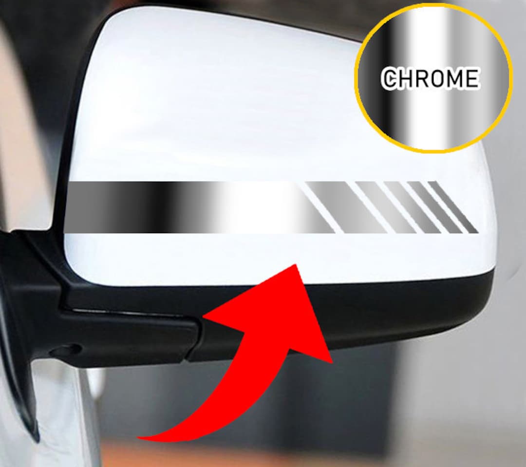 Side Mirror Stripe Vinyl Decals - Carbon Fiber - Chrome - Reflective ...