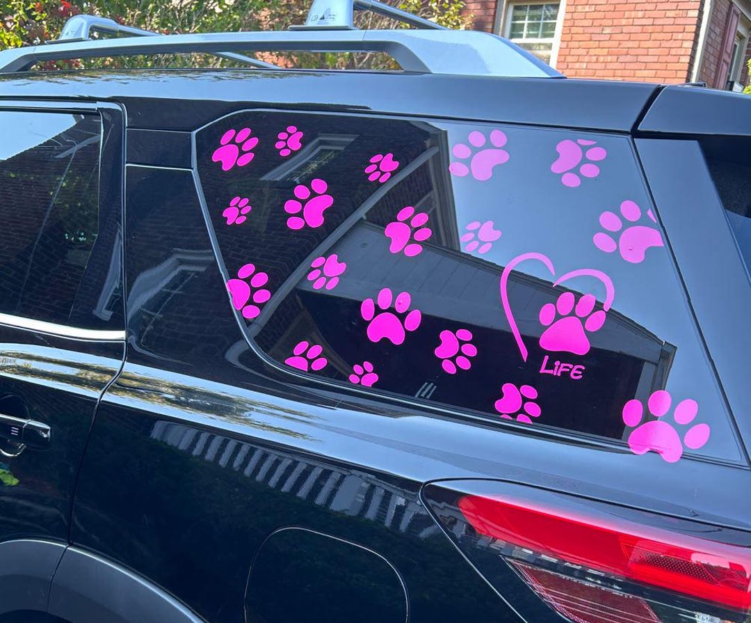 Animal Dog Paw Print Rear Panel Window Graphics Decals for Nissan ...