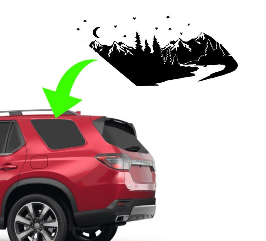 Mountains Trees River Quarter Panel Vinyl Decal Sticker for 2023 2024 ...