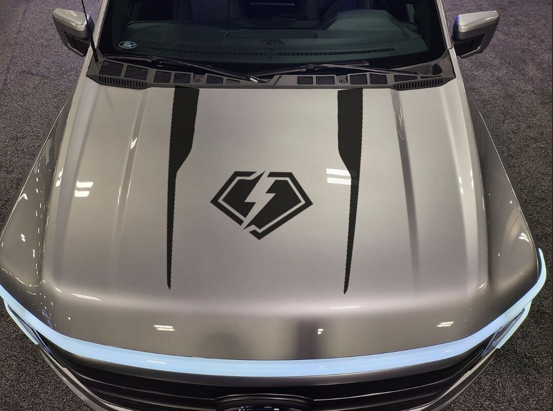 Hood Graphics Vinyl Decals Compatible With 2023 2024 Ford Lightning ...