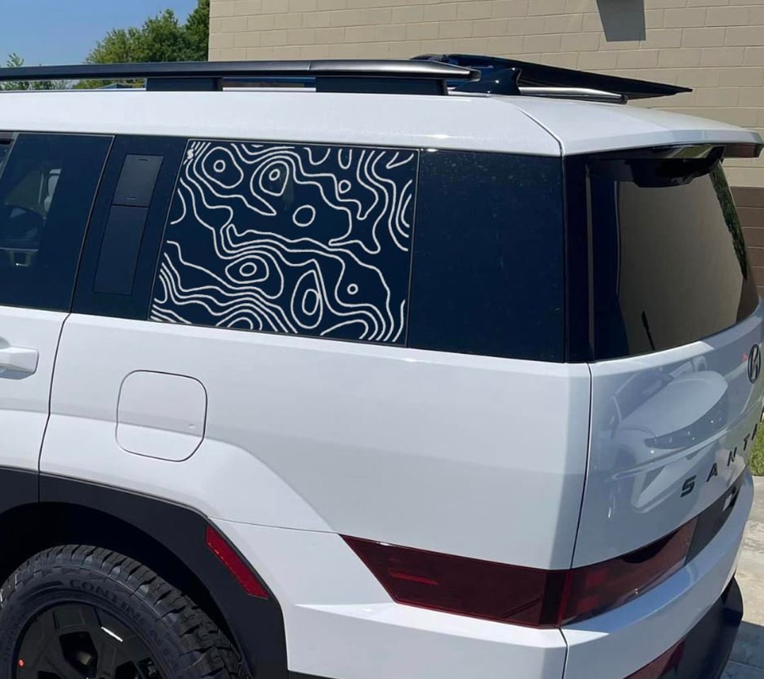 Topographic Design Topo Window Graphics Decals for Hyundai Santafe 2024 ...