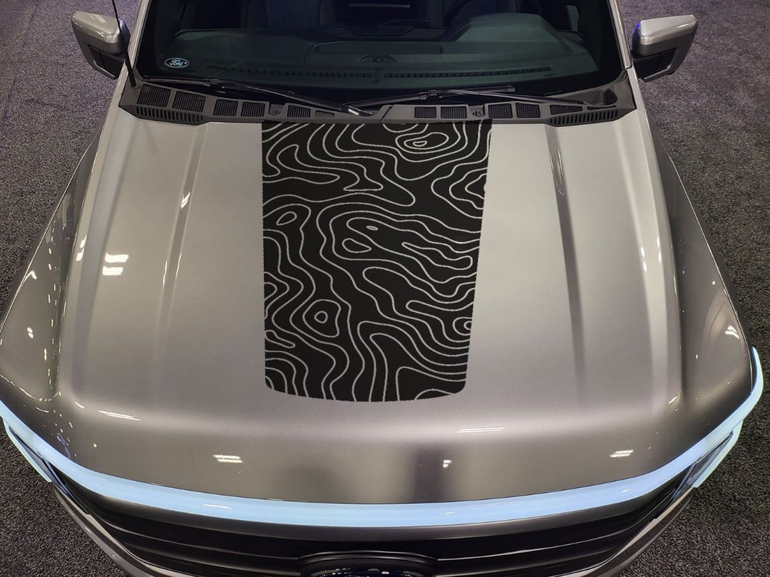 Topographic Map Hood Graphics Vinyl Decals for 2023 2024 Ford F150 ...