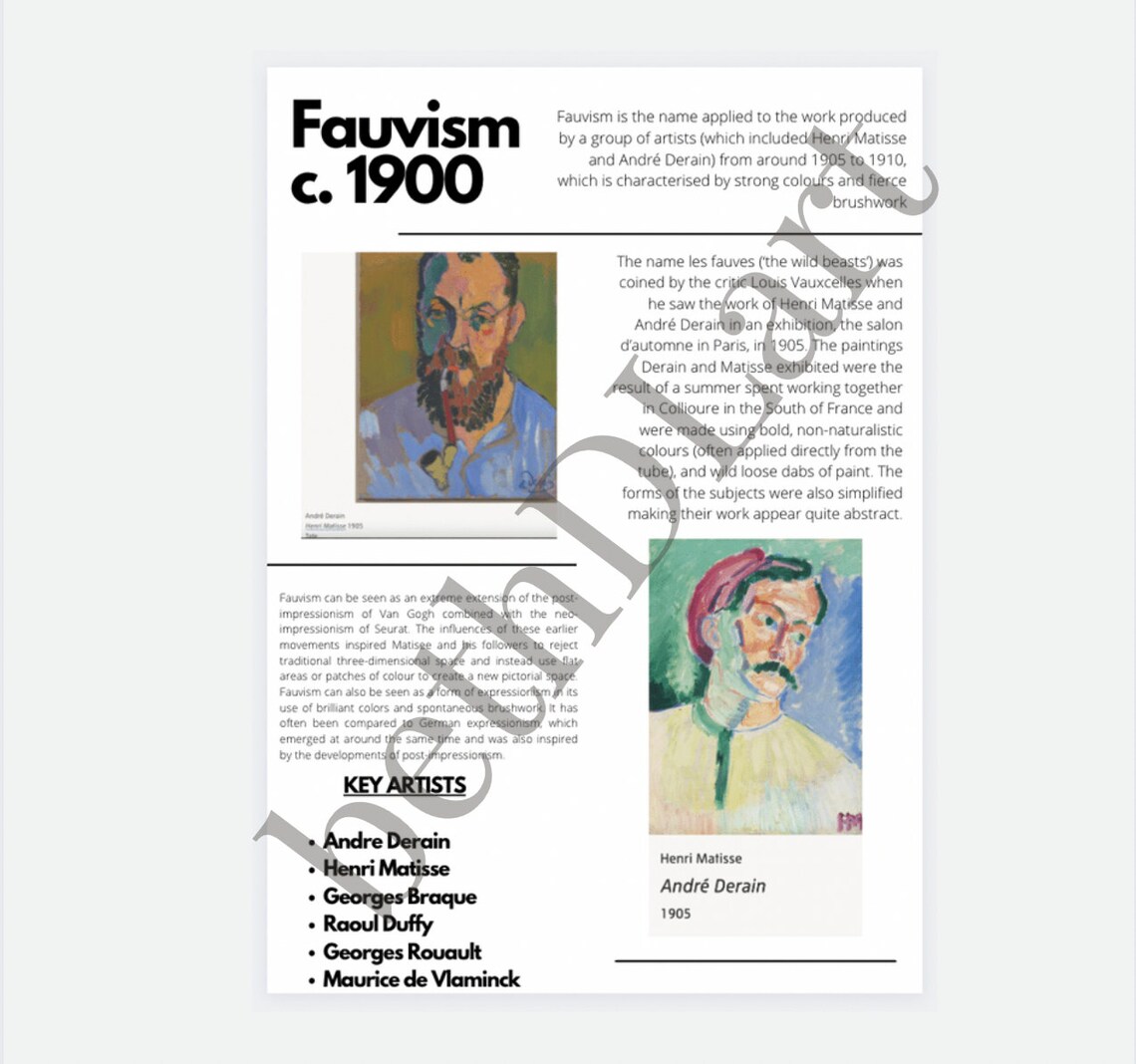 15 Art Movement Posters with Images Key Artists and Relevant | Etsy