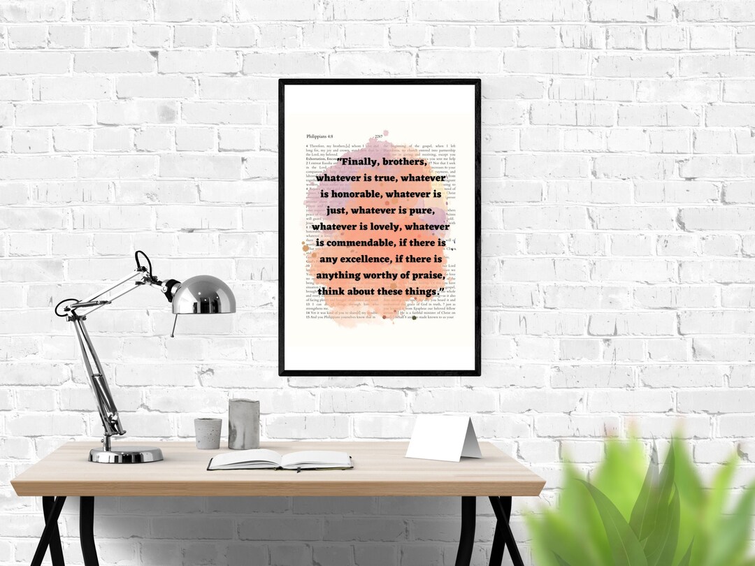 Philippians 4:8 Bible Verse Art, Scripture Art, Bible Page Background ...