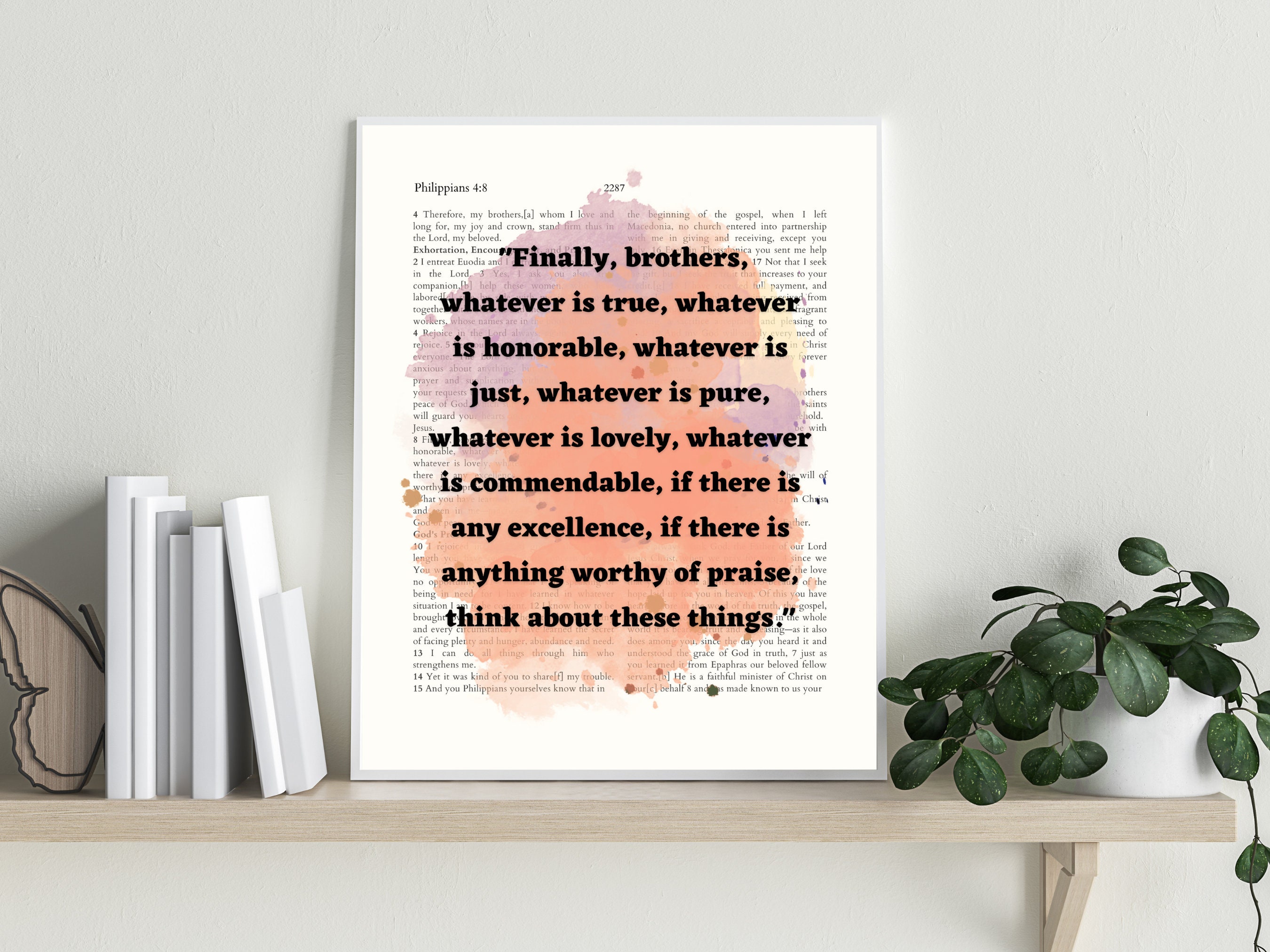 Philippians 4:8 Bible Verse Art Scripture Art Bible Page | Etsy