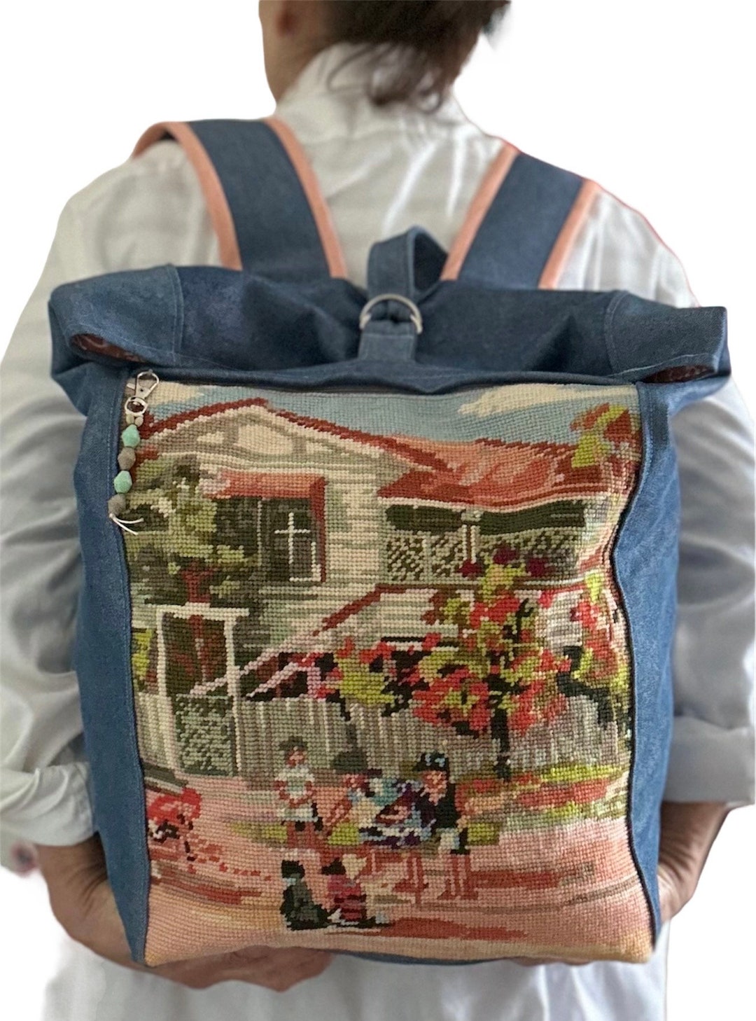 Vintage Upcycled Rucksack Backpack Rolltop, Playing Outside, Repurposed ...