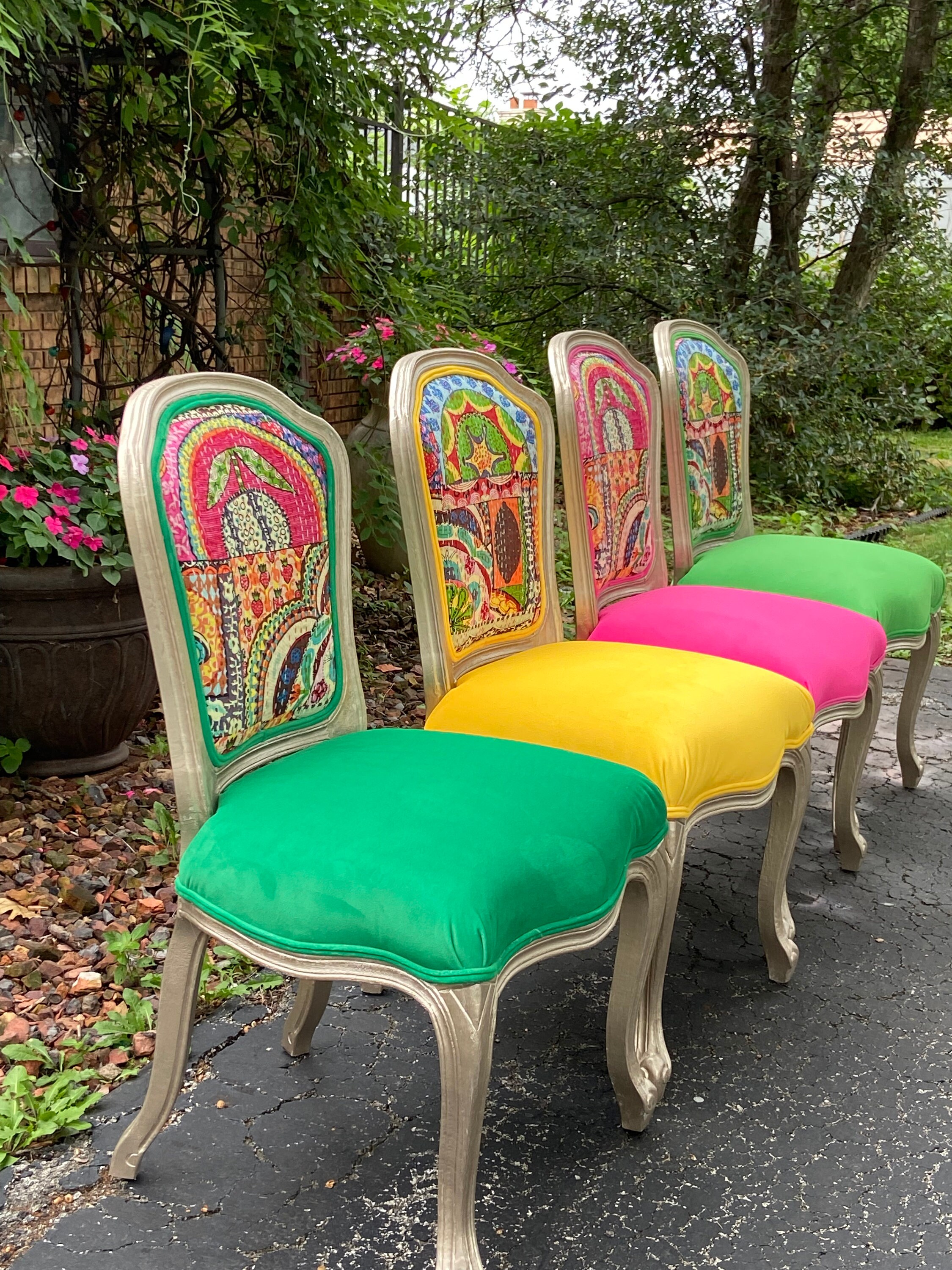 Custom Colorful Velvet Chair Set of Four - Etsy