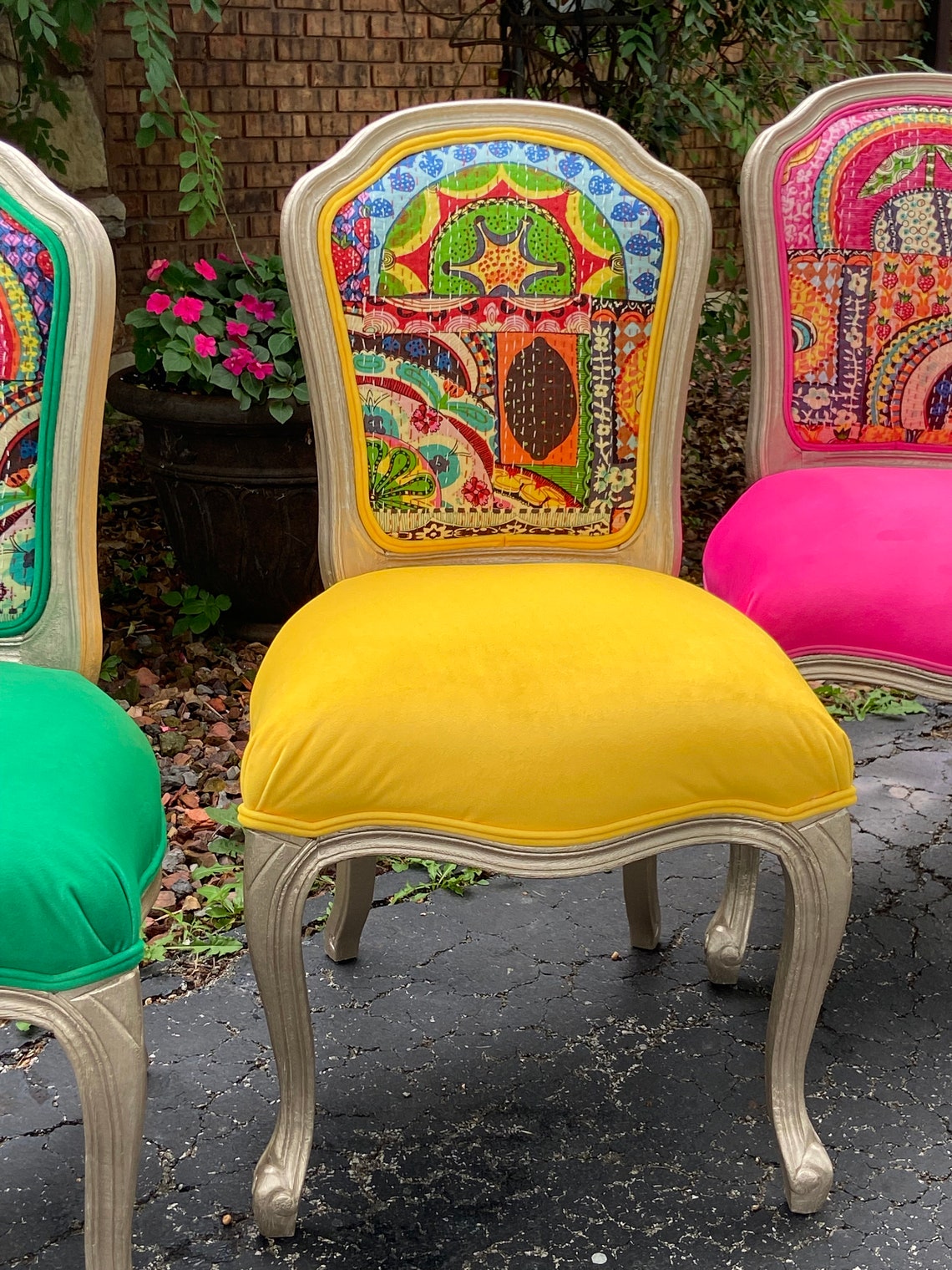 Custom Colorful Velvet Chair Set of Four - Etsy