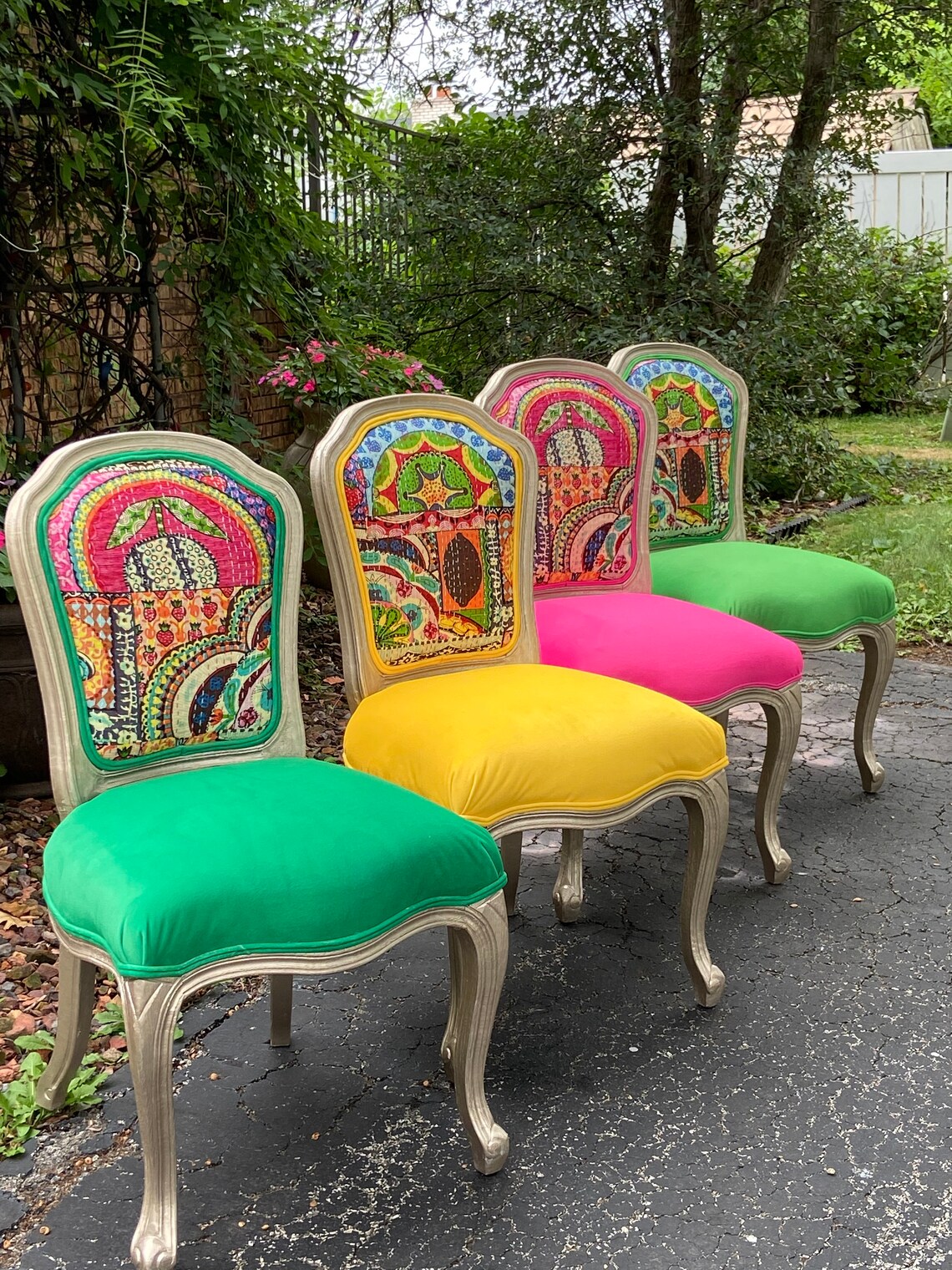 Custom Colorful Velvet Chair Set of Four - Etsy