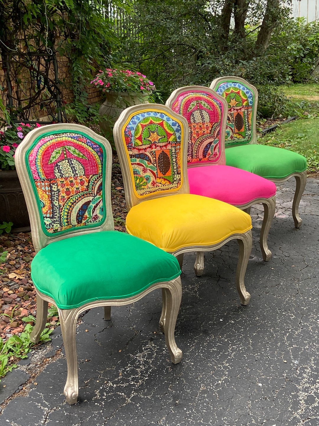 Custom Colorful Velvet Chair Set of Four - Etsy
