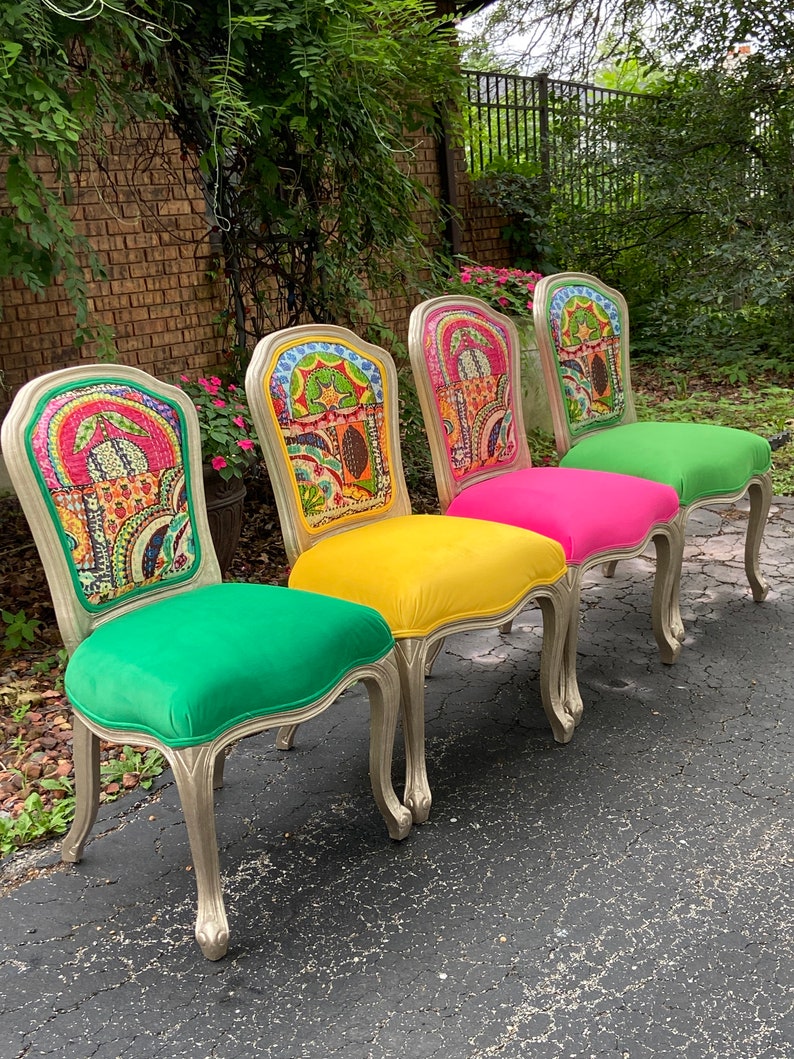 Custom Colorful Velvet Chair Set of Four - Etsy
