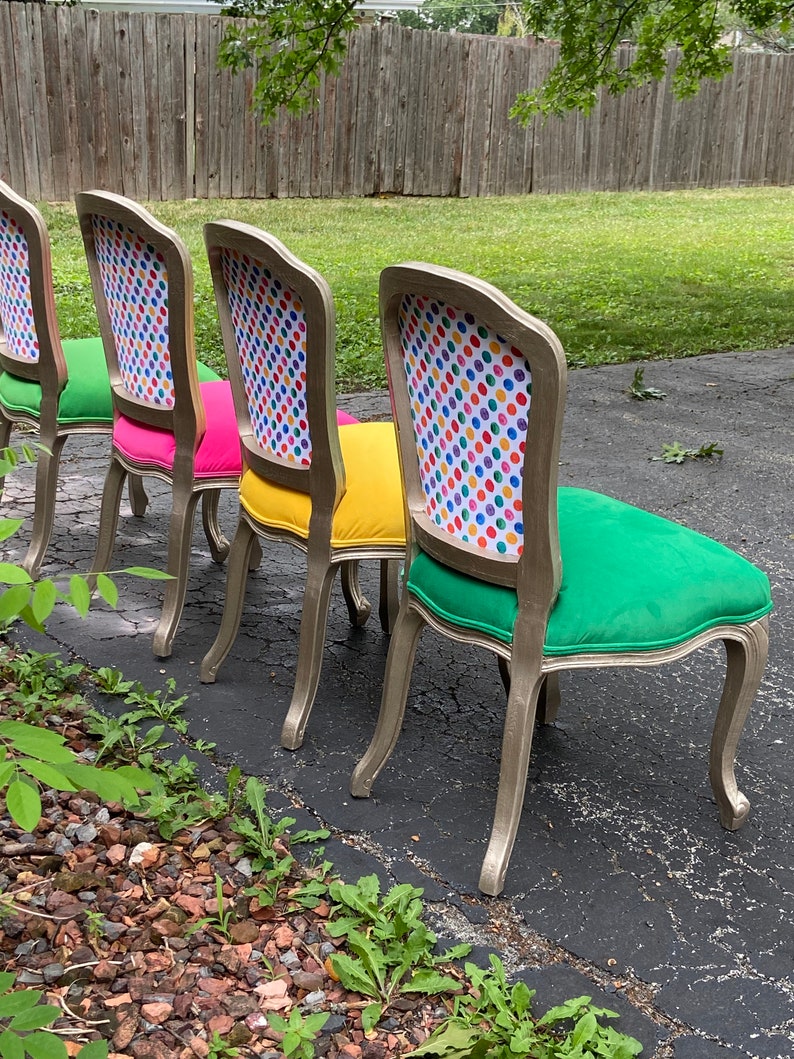 Custom Colorful Velvet Chair Set of Four - Etsy
