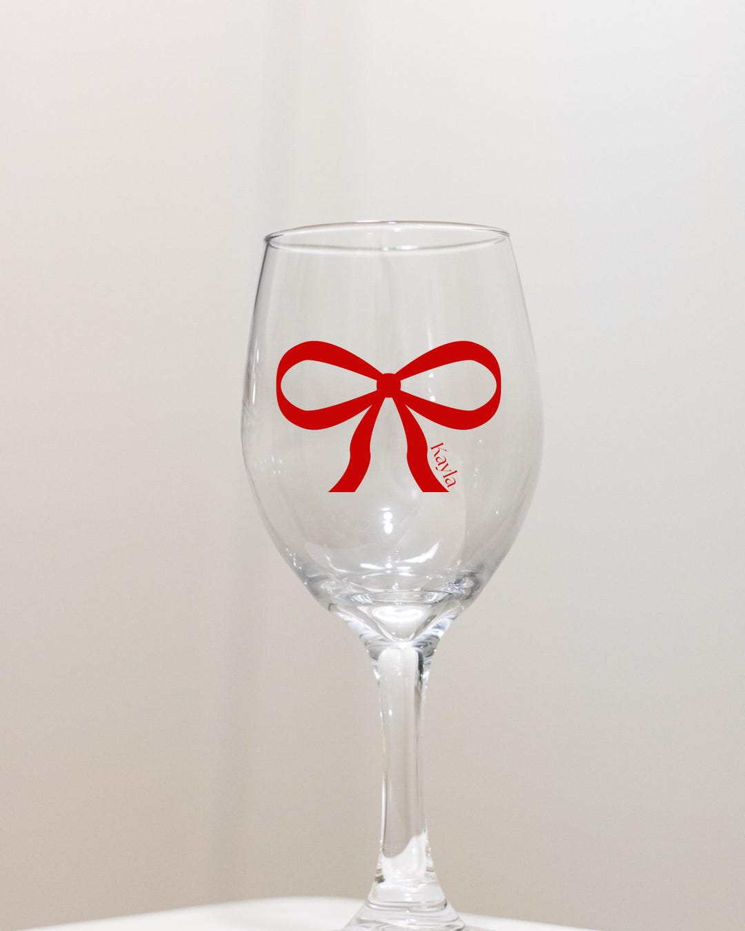 Personalized Red Ribbon Wine Glass | Coquette Inspired Stemmed Wine ...