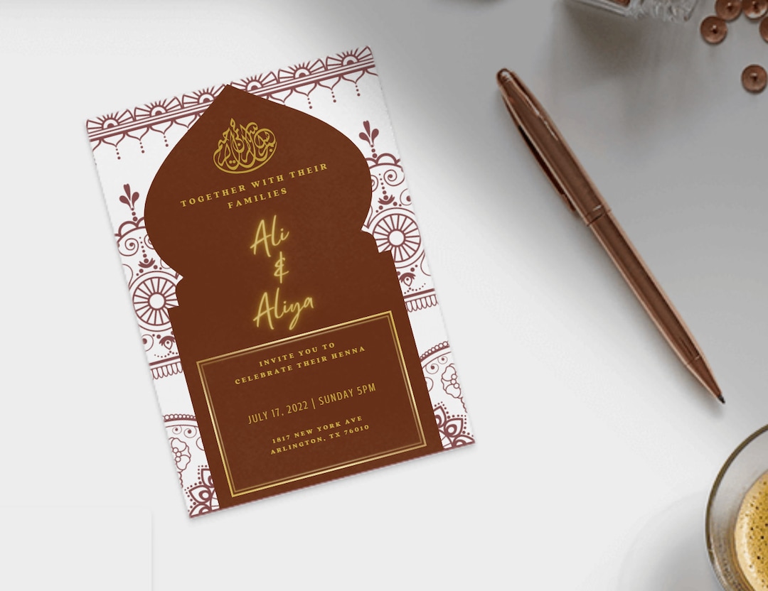 Fully Editable Henna Mehndi Mendi Wedding Invite Party Template Digital ...