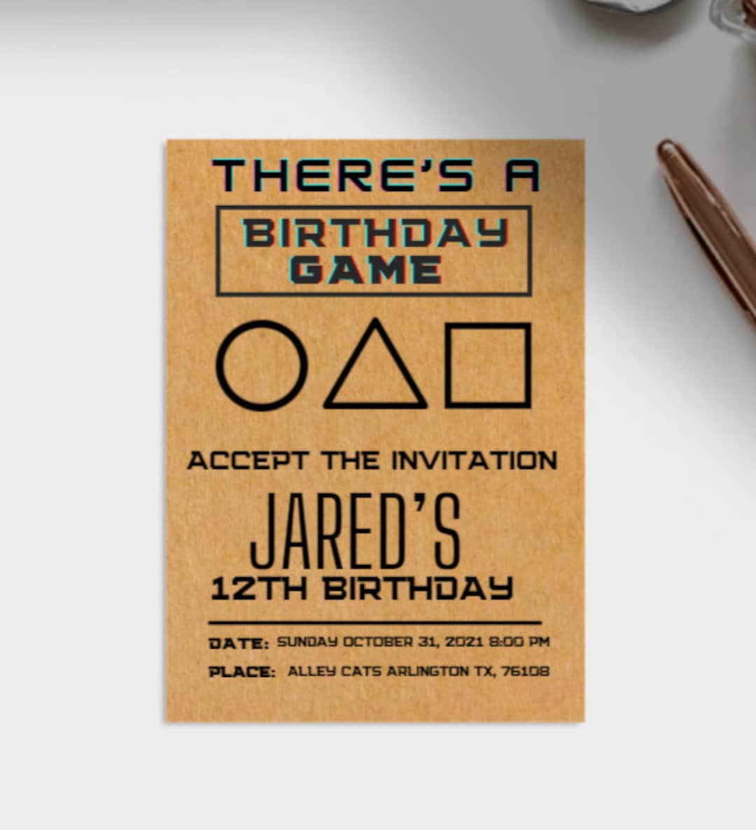 Squid Game Party Themed Invite Template - Etsy