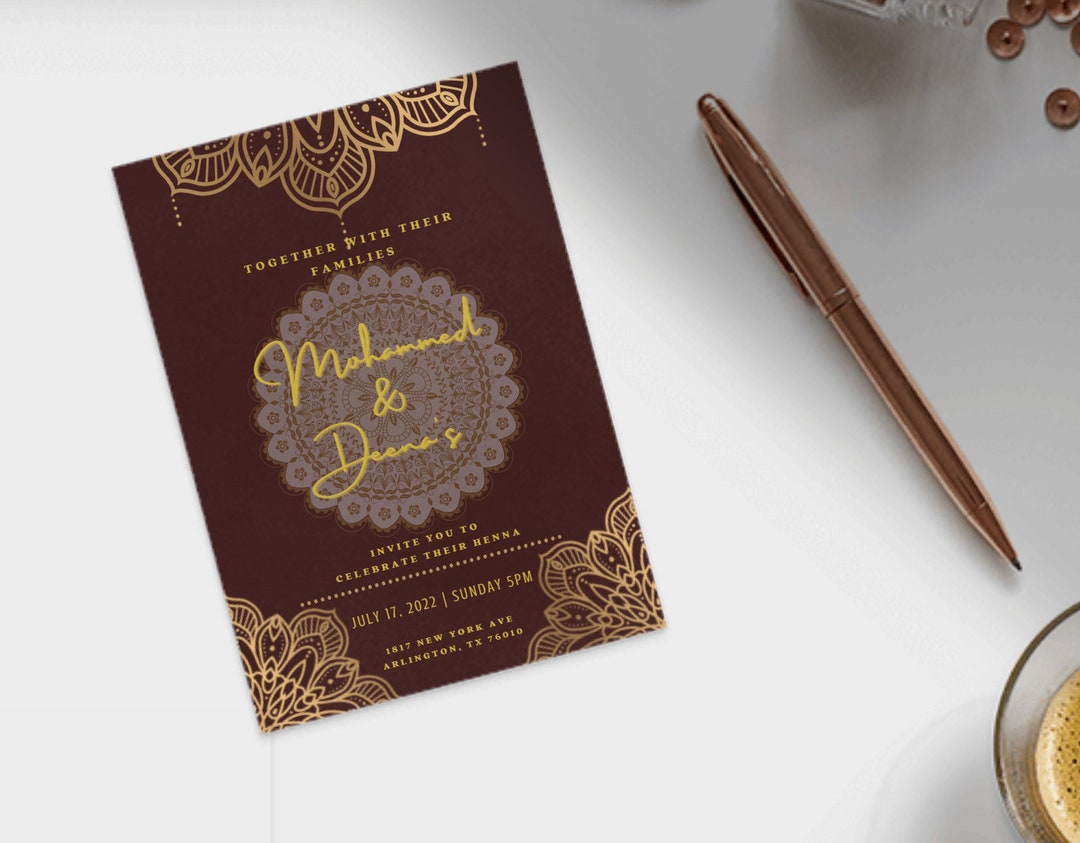 Fully Editable Henna Themed Party Template Mehndi Mendi Invite Evite ...