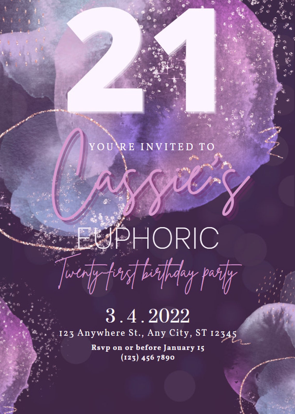 Euphoria Themed Fully Editable Invite Template - Etsy