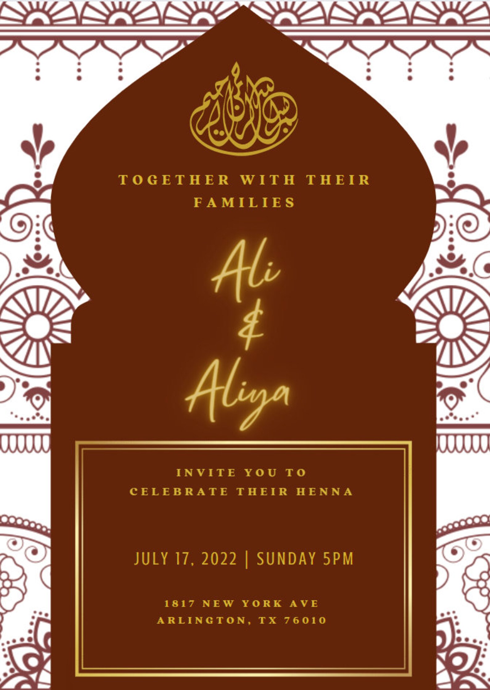 Fully Editable Henna Mehndi Mendi Wedding Invite Party Template Digital ...
