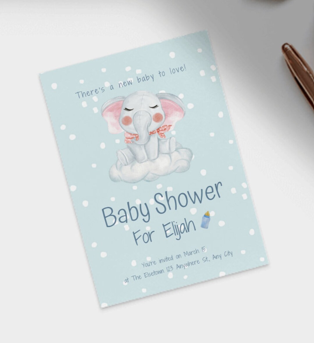Elephant Themed Baby Shower Template Evite - Etsy