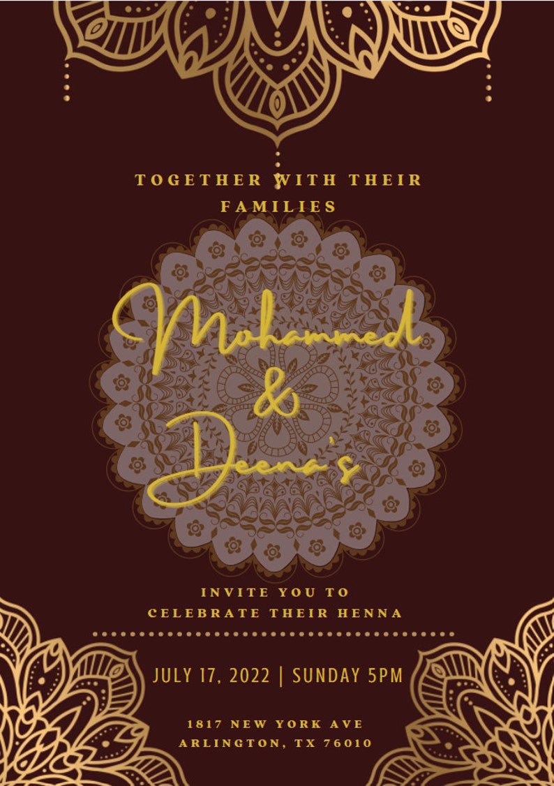 Fully Editable Henna Themed Party Template Mehndi Mendi Invite - Etsy