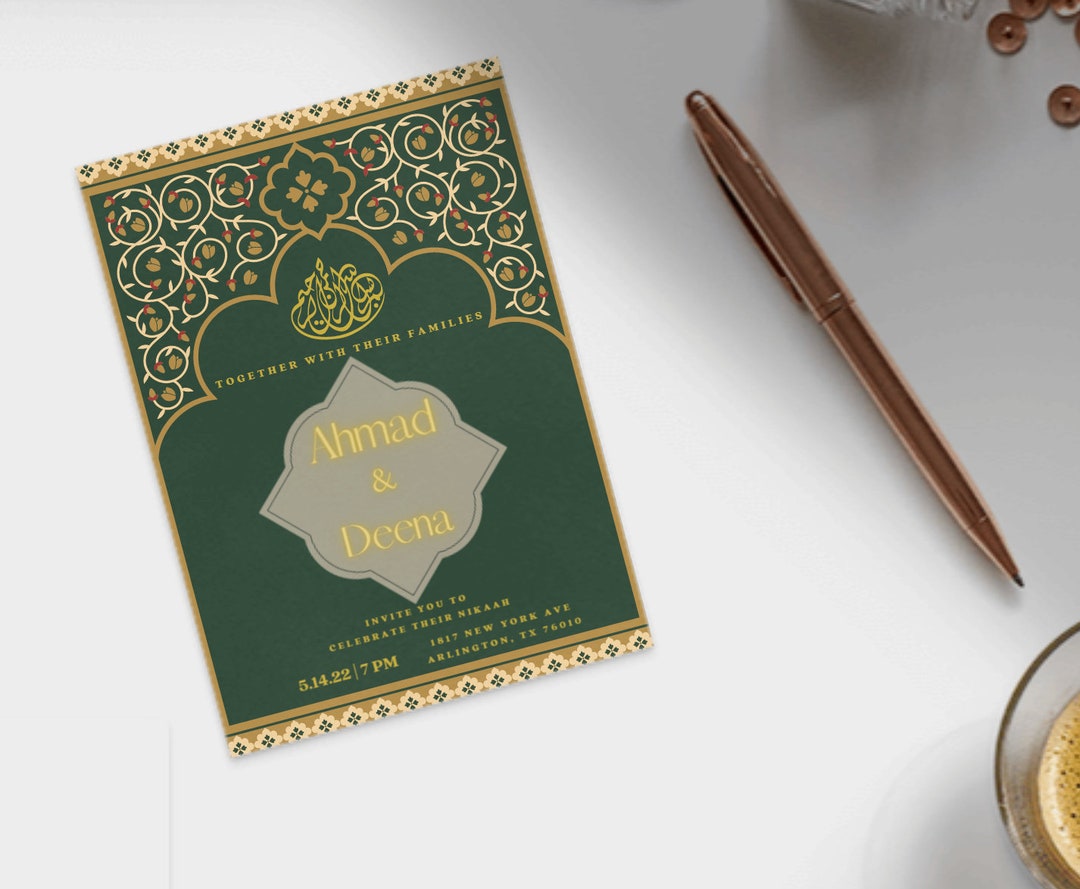 Walima Valima Nikaah Wedding Party Invite Digital Template Text Evite ...