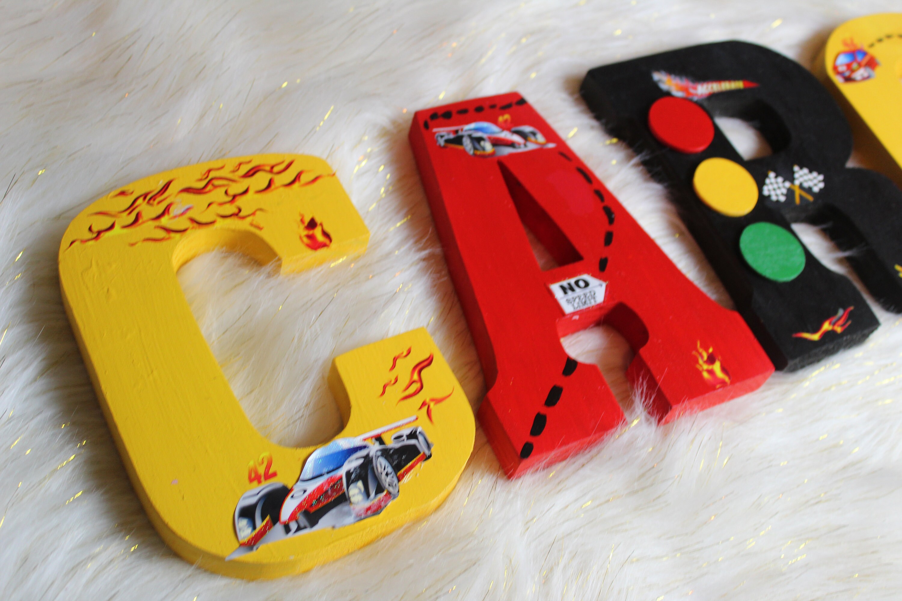 Race Car Custom Letters Race Car Theme Customized Nursery Letters Race ...