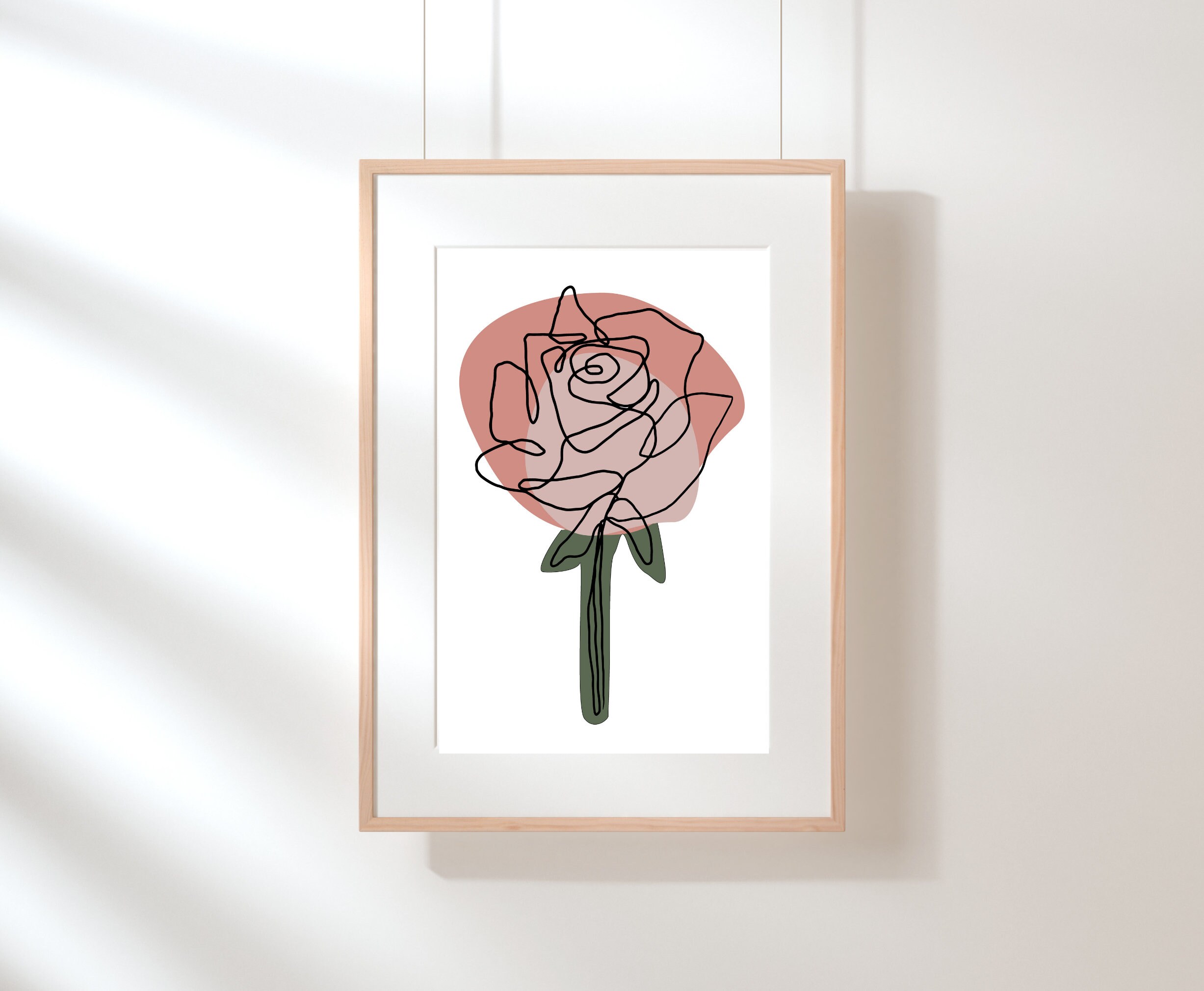 Rose Line Drawing Print, Rose Sketch Art, One Line Print, Line Drawing ...