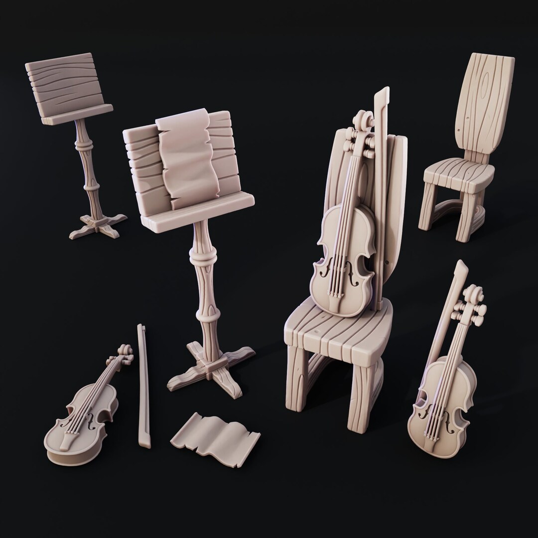 Violin, Music Stand and Chair RPG Scatter Selection | 32mm Tabletop ...