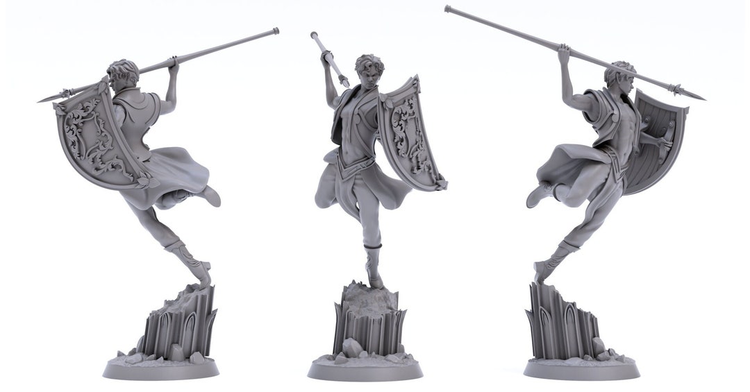 Elf Noble With Spear & Shield 32mm 75mm Tabletop RPG Miniature for Dnd ...