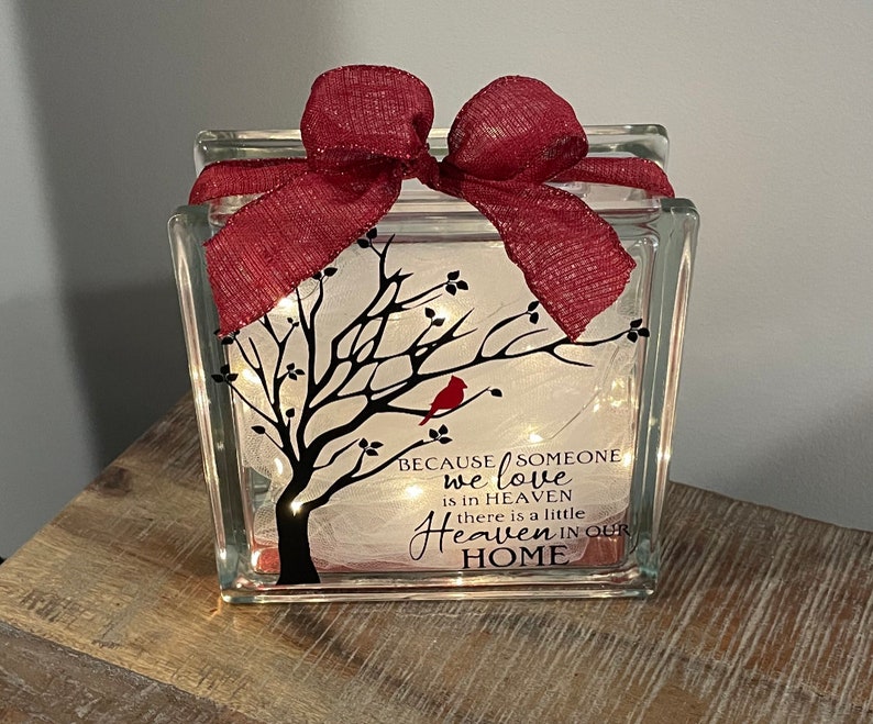 Memorial Glass Block, Heaven, Cardinal - Etsy