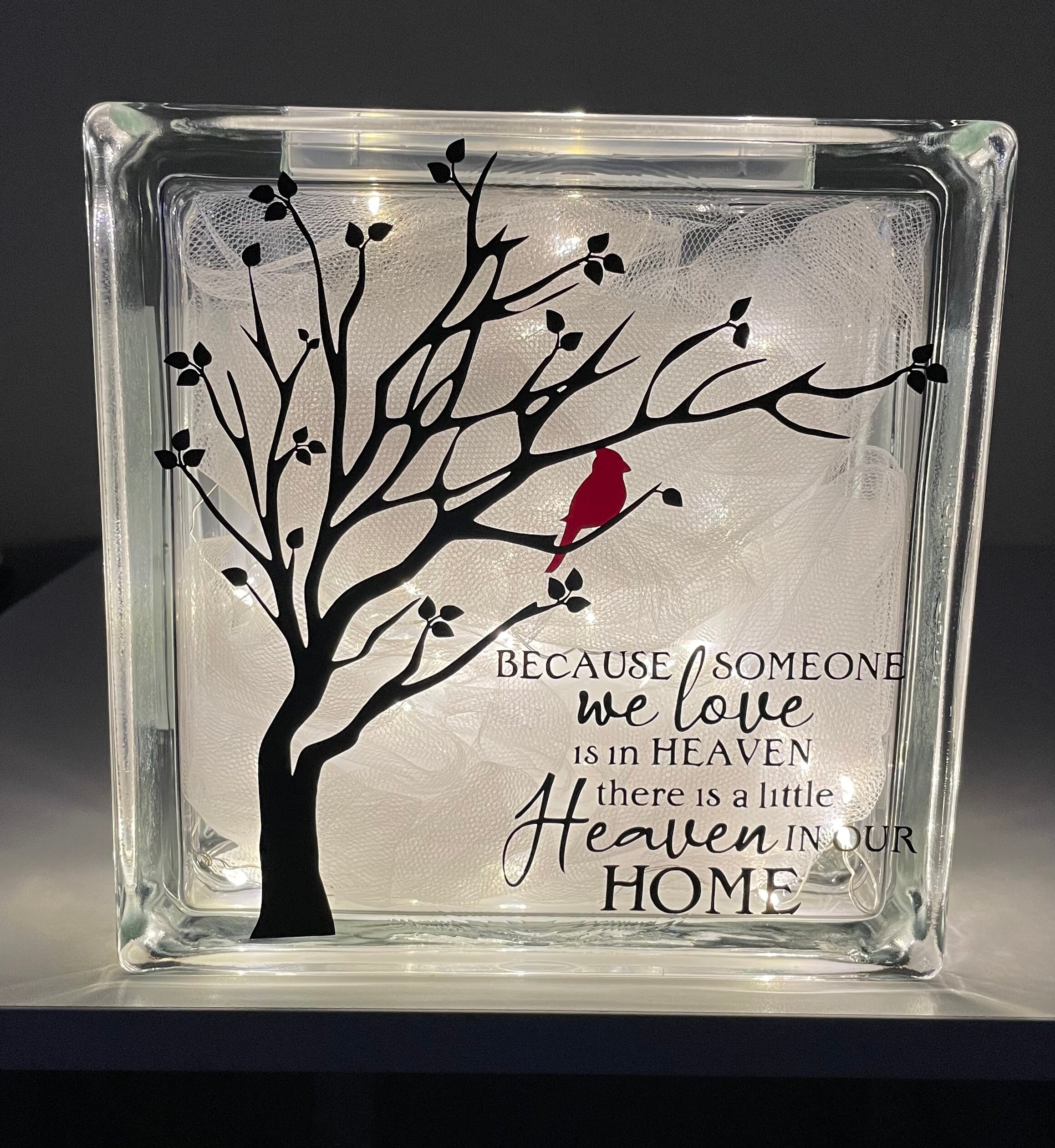 Memorial Glass Block, Heaven, Cardinal - Etsy