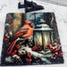 Red Cardinal Perched on a Holly Berry Tree Slate Rock Design, Christmas ...