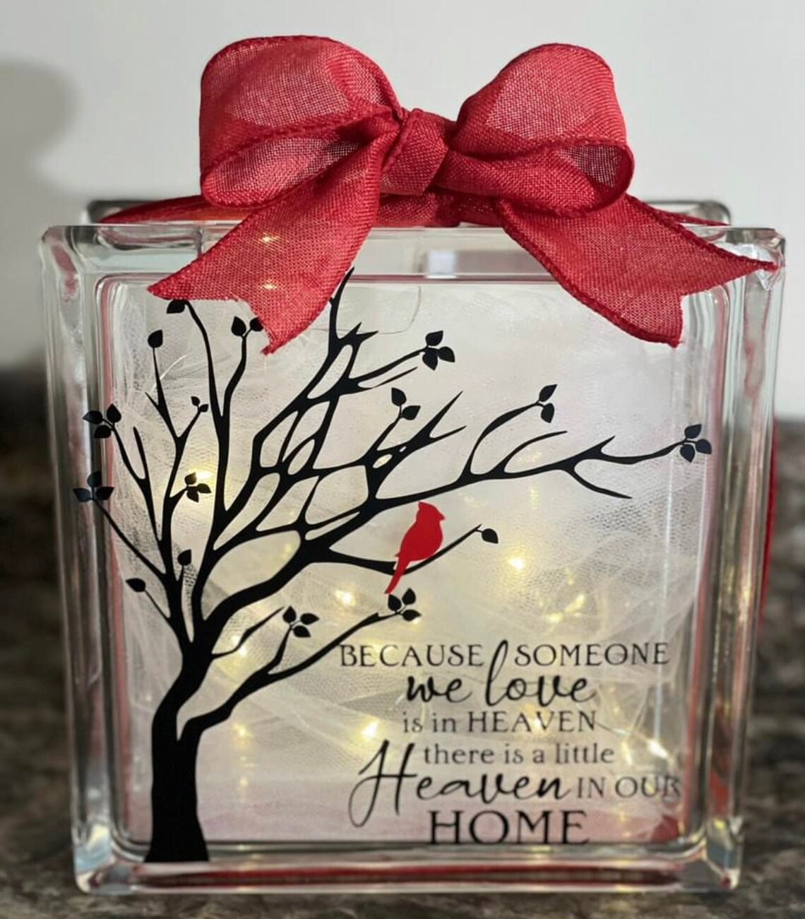 Memorial Glass Block, Heaven, Cardinal - Etsy