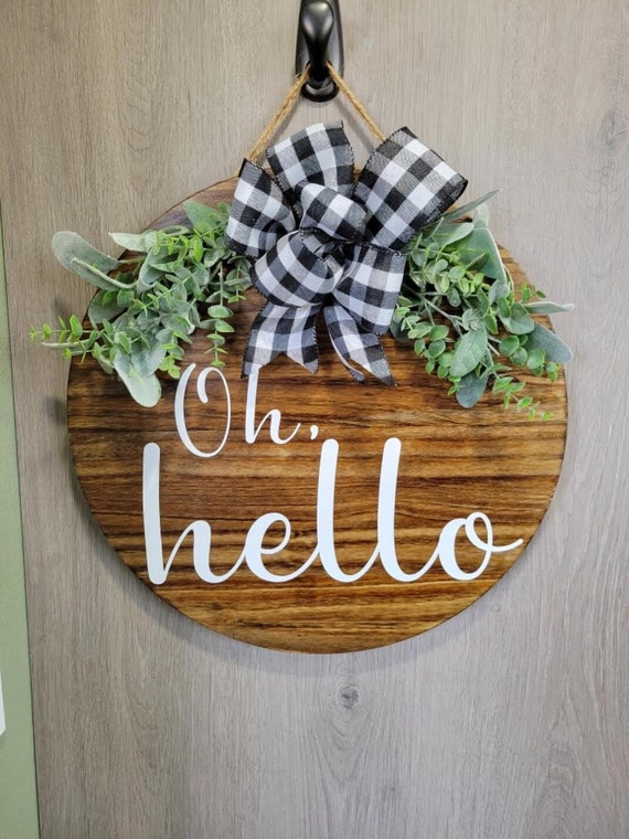 Oh Hello Door Hanger Wall Decor Home Decor Outdoor Hanger - Etsy