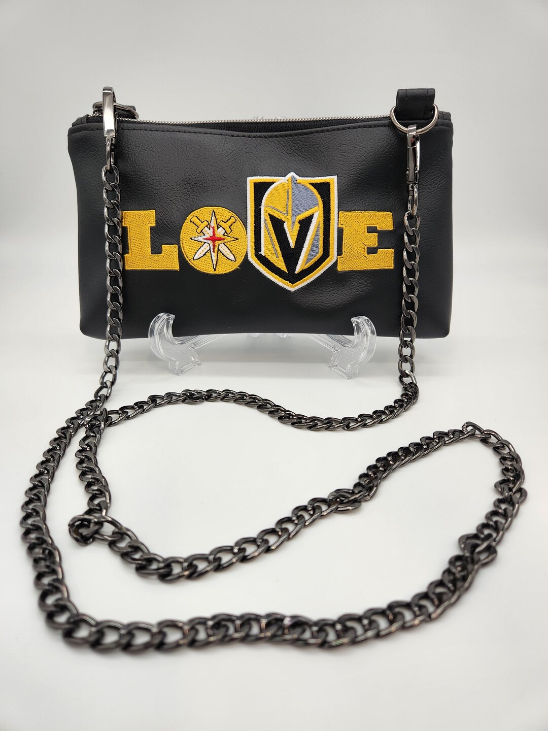 Handmade VGK Embroidered LOVE Logo Crossbody Purse With 47" Gunmetal ...