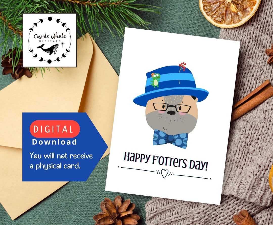 DIGITAL PRINTABLE Father's Day Card, Fathers, Otter, Hat, Glasses ...
