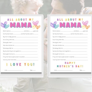 All About Mom Printable Fill in Template, Mothers Day Gift From Kids ...