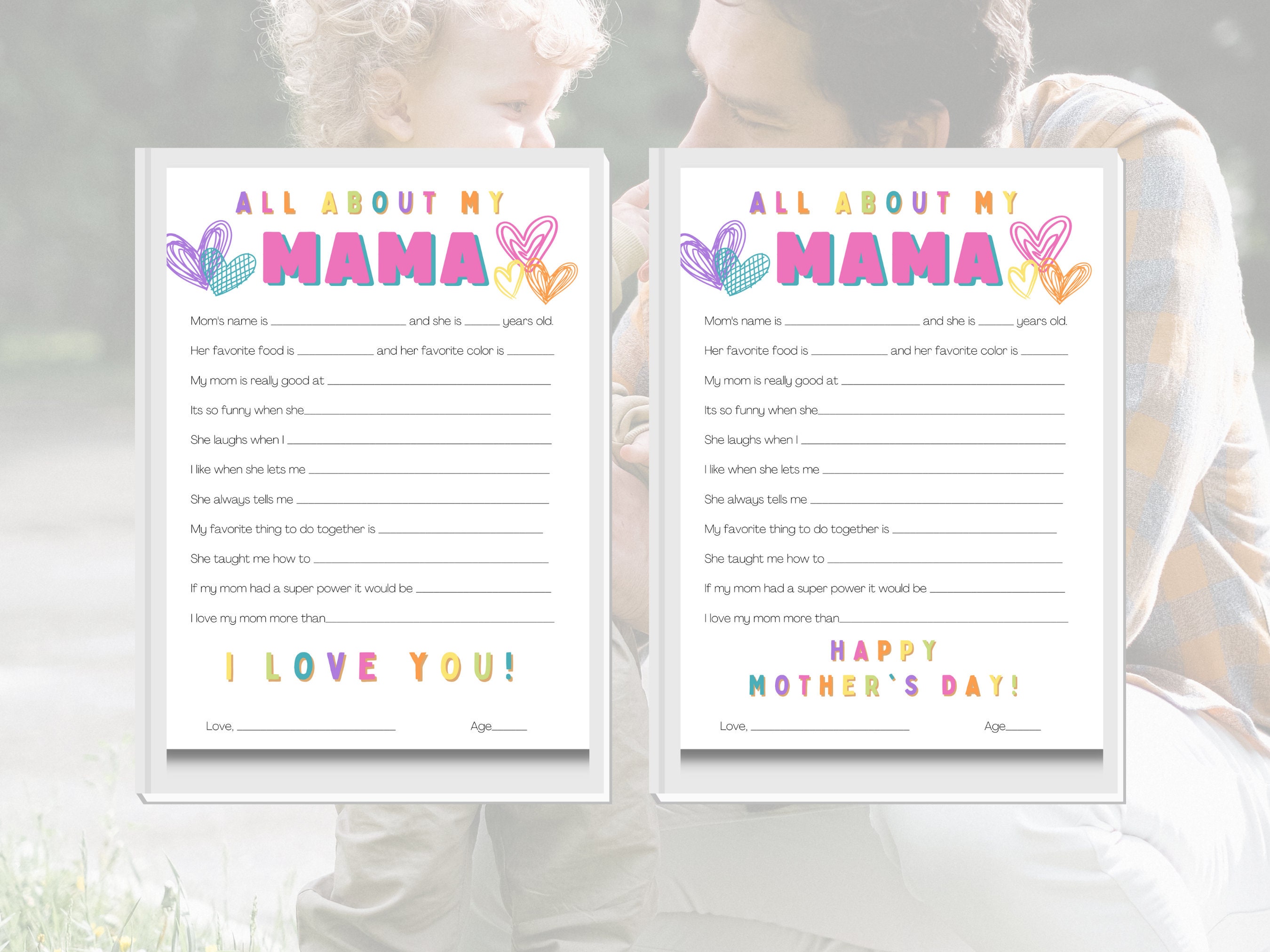 All About Mom Printable Fill in Template Mothers Day Gift - Etsy Canada