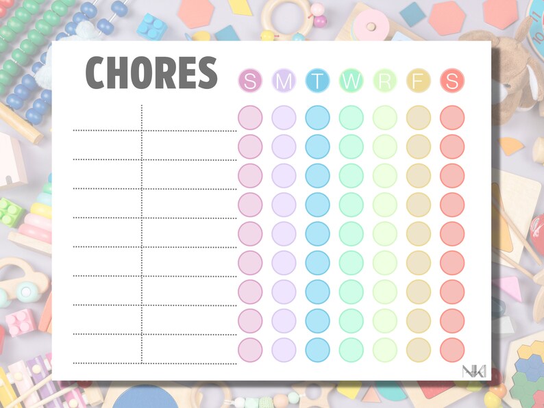 Colorful Weekly Chore Chart Printable Chore Chart for Kids - Etsy