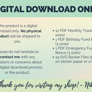 Printable Monthly Savings Challenge Tracker & Envelope Stickers, Mini ...