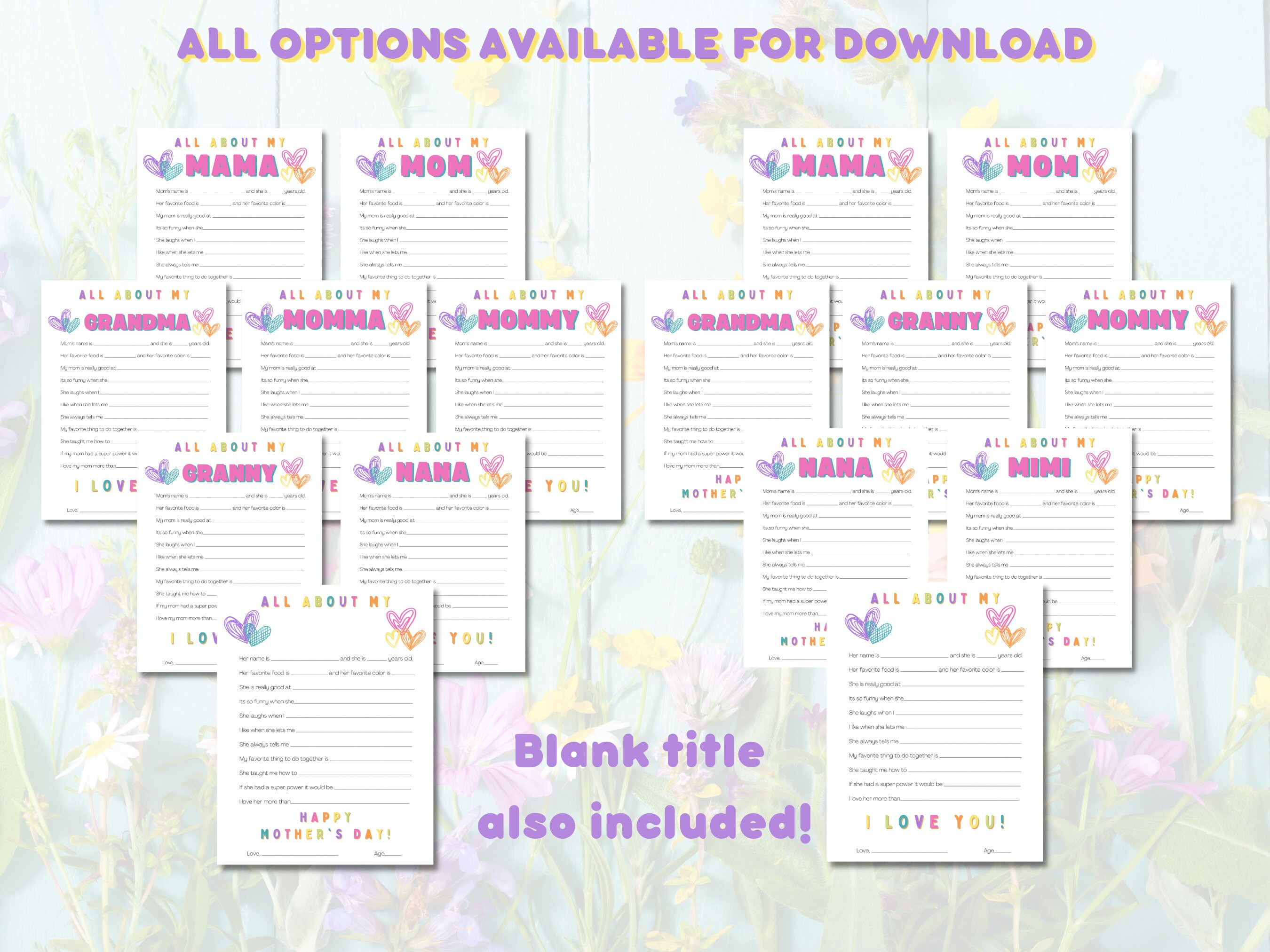 All About Mom Printable Fill in Template Mothers Day Gift - Etsy Canada