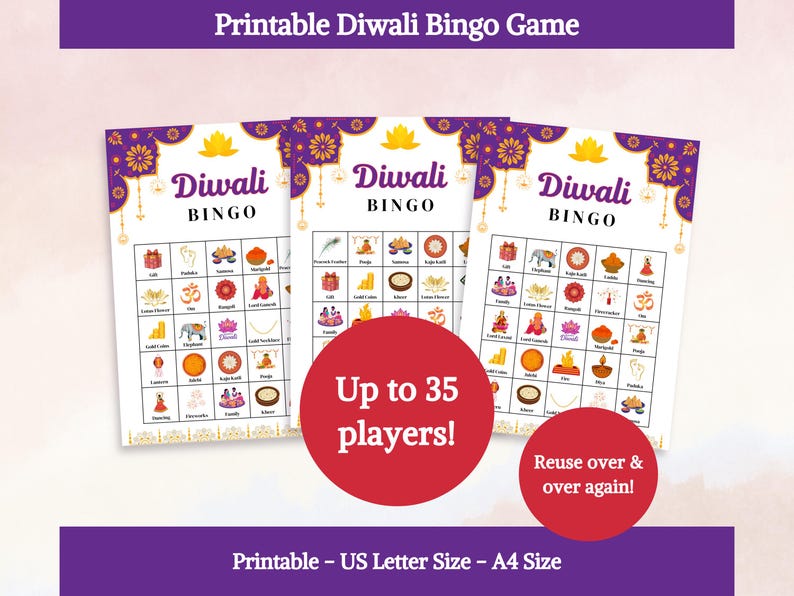 Diwali Bingo Game: Printable Family Fun, Classroom Activity (PDF ...