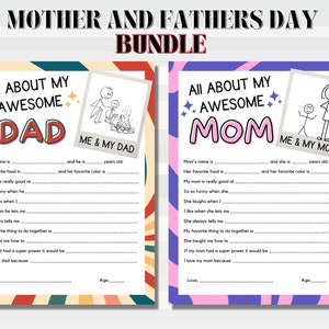 All About Mom and All About Dad Bundle, Printable Fill in Template for ...