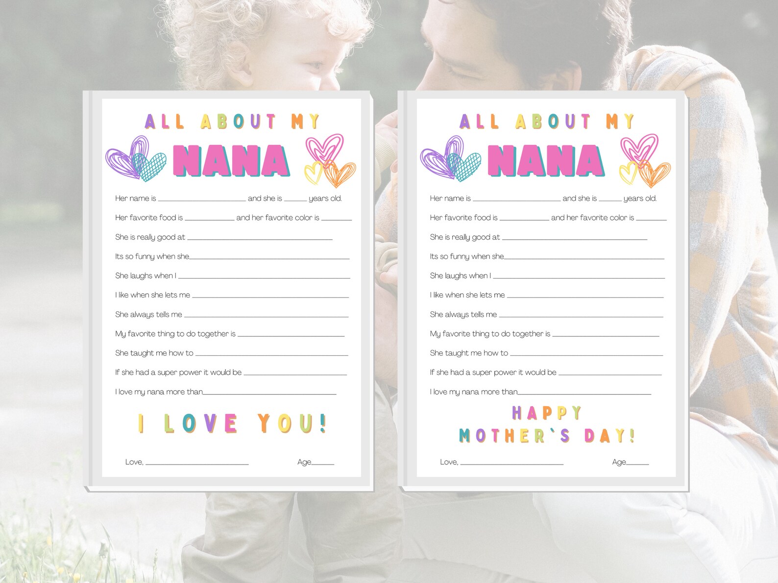 All About Mom Printable Fill in Template, Mothers Day Gift From Kids ...