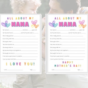 All About Mom Printable Fill in Template, Mothers Day Gift From Kids ...