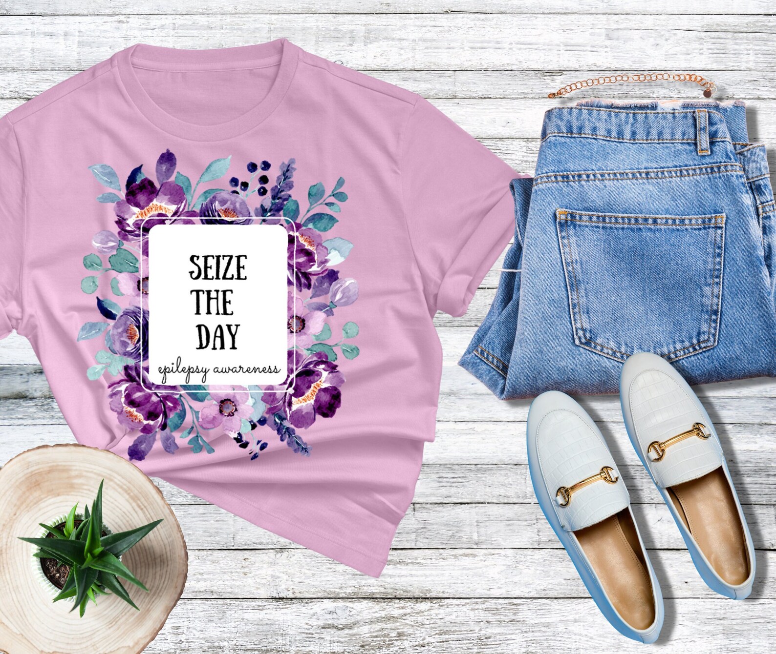 Seize the Day Floral T-shirt - Seizure Awareness Soft Cotton T-shirt ...