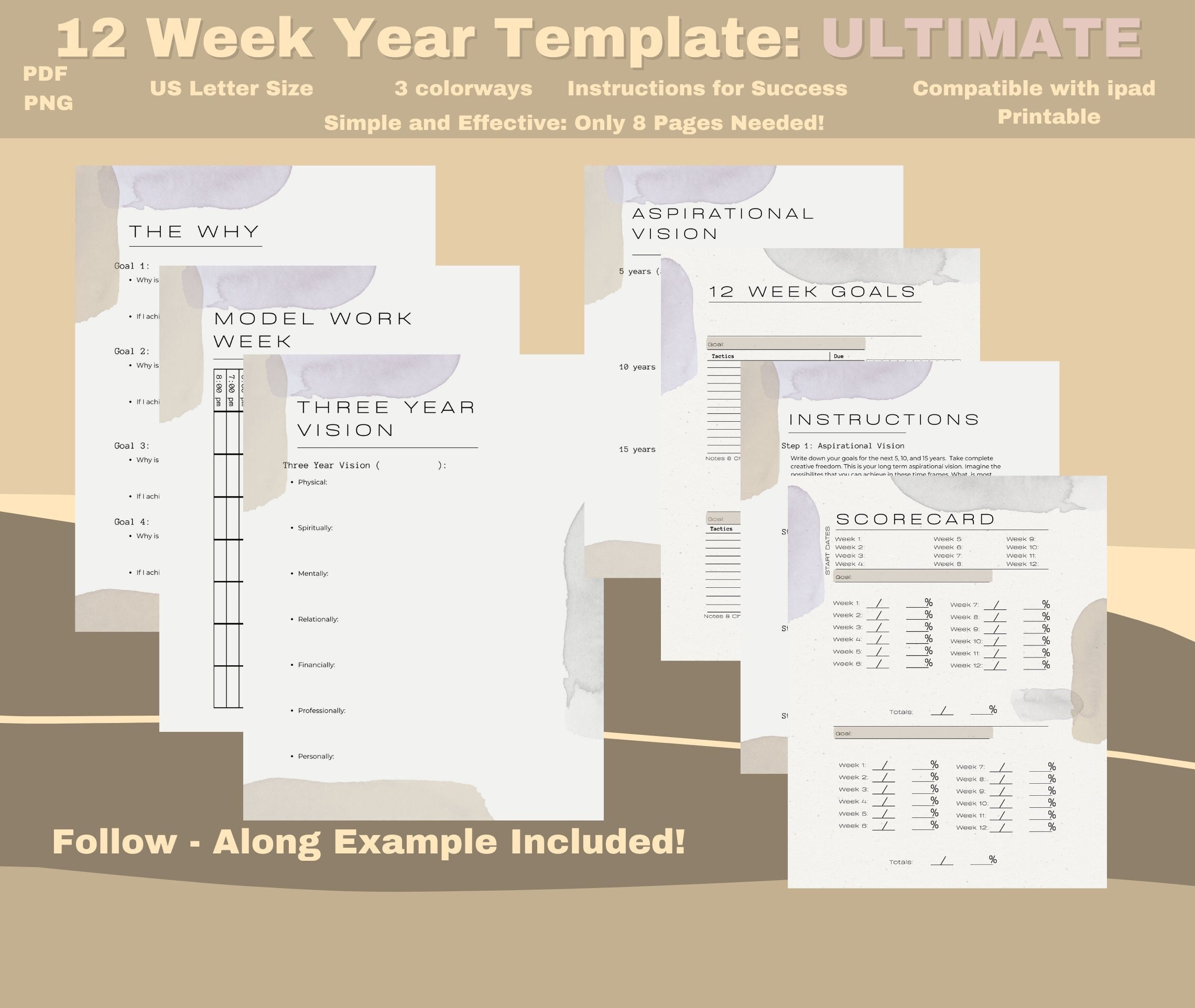12 Week Year Planning Template Guide For Planner Sprint Etsy UK
