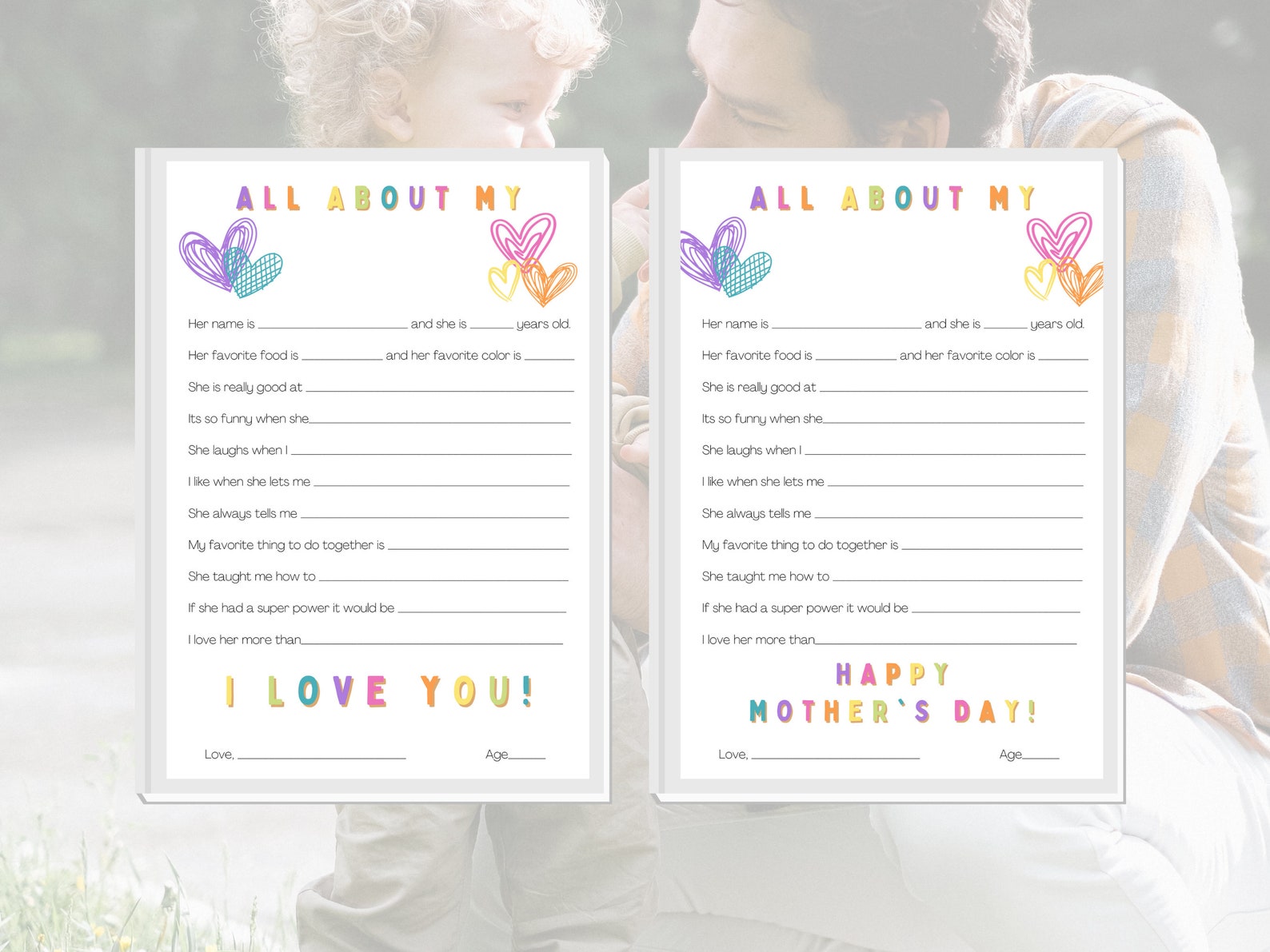 All About Mom Printable Fill in Template, Mothers Day Gift From Kids ...