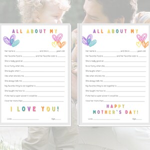 All About Mom Printable Fill in Template, Mothers Day Gift From Kids ...